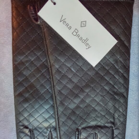 Vera Bradley | Accessories | Vera Bradley Black Leather Gloves Quilted ...
